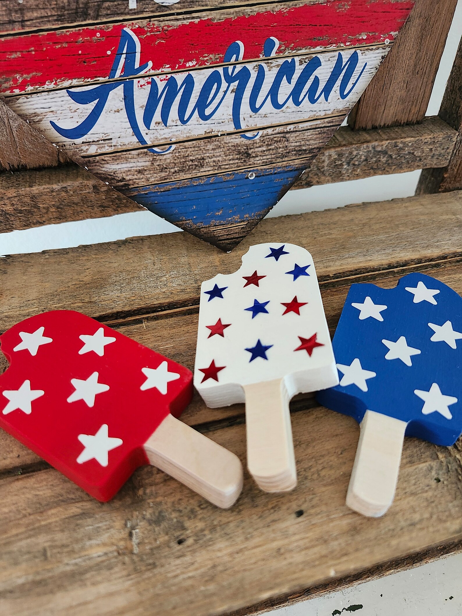Patriotic Wood Popsicles/tiered Tray Decor/4th of July/memorial Day ...
