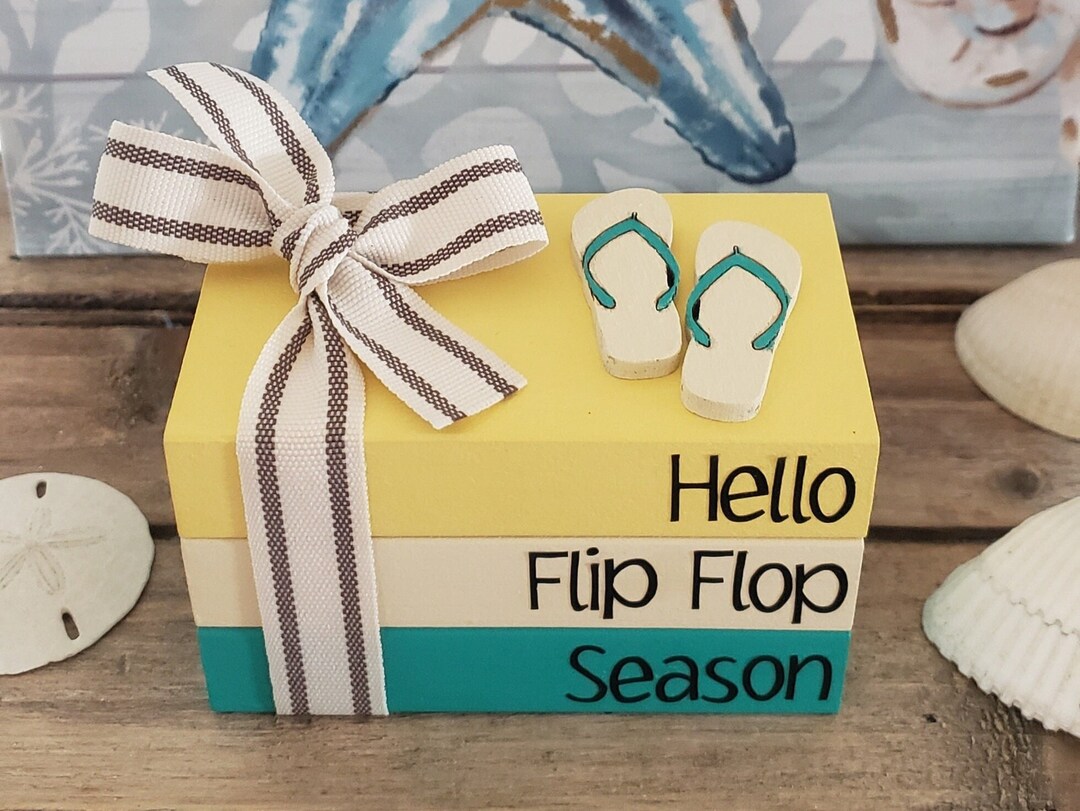 Summer Beach Mini Book Stack/flip Flops/tiered Tray Decor/a Baycountry ...