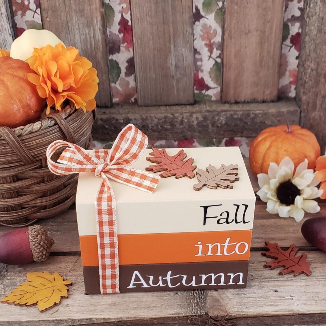 Fall Mini Book Stack/autumn/leaves/tiered Tray Decor/ Farnhouse/a ...