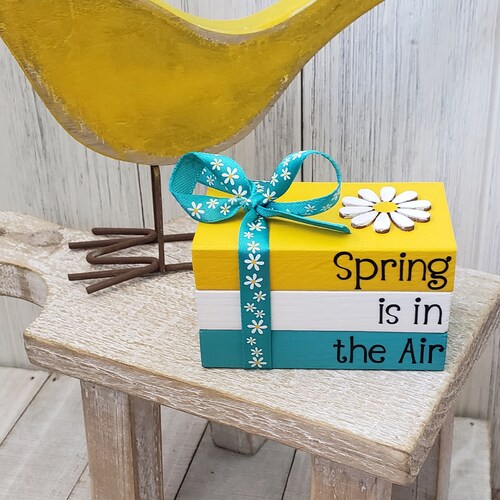 Spring Mini Book Stack/flower/tier Tray Decor/farmhouse/a - Etsy