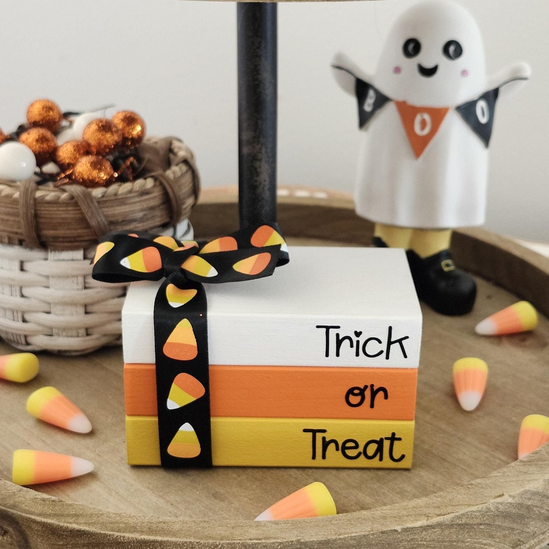 Halloween Mini Book Stack/candy Corn/trick or Treat/tiered Tray Decor ...