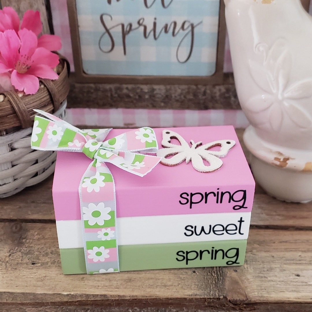 Spring Mini Book Stack/spring Sweet Spring/butterflies/tiered Tray ...