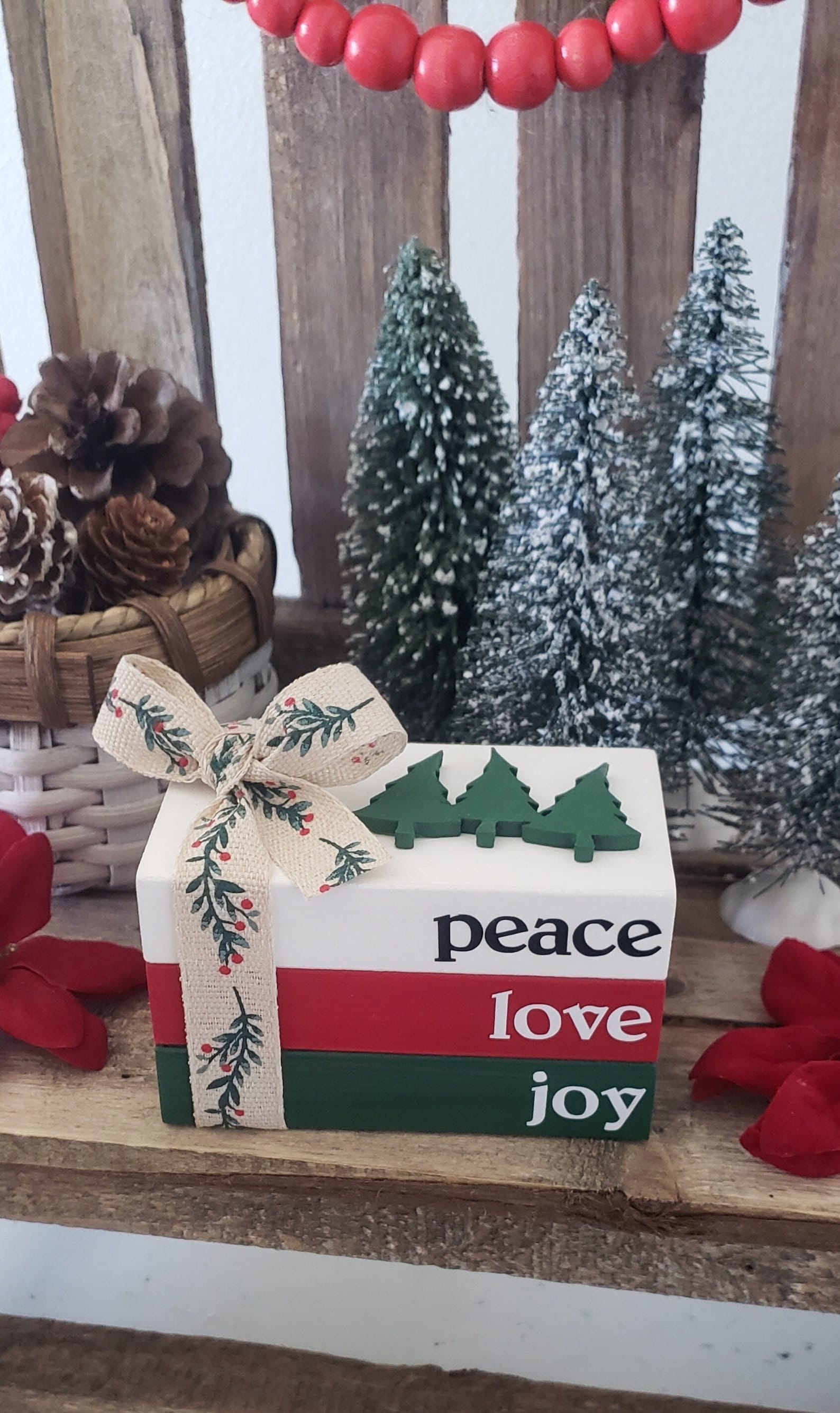 Christmas Mini Book Stack/christmas Trees/farmhouse/tiered - Etsy