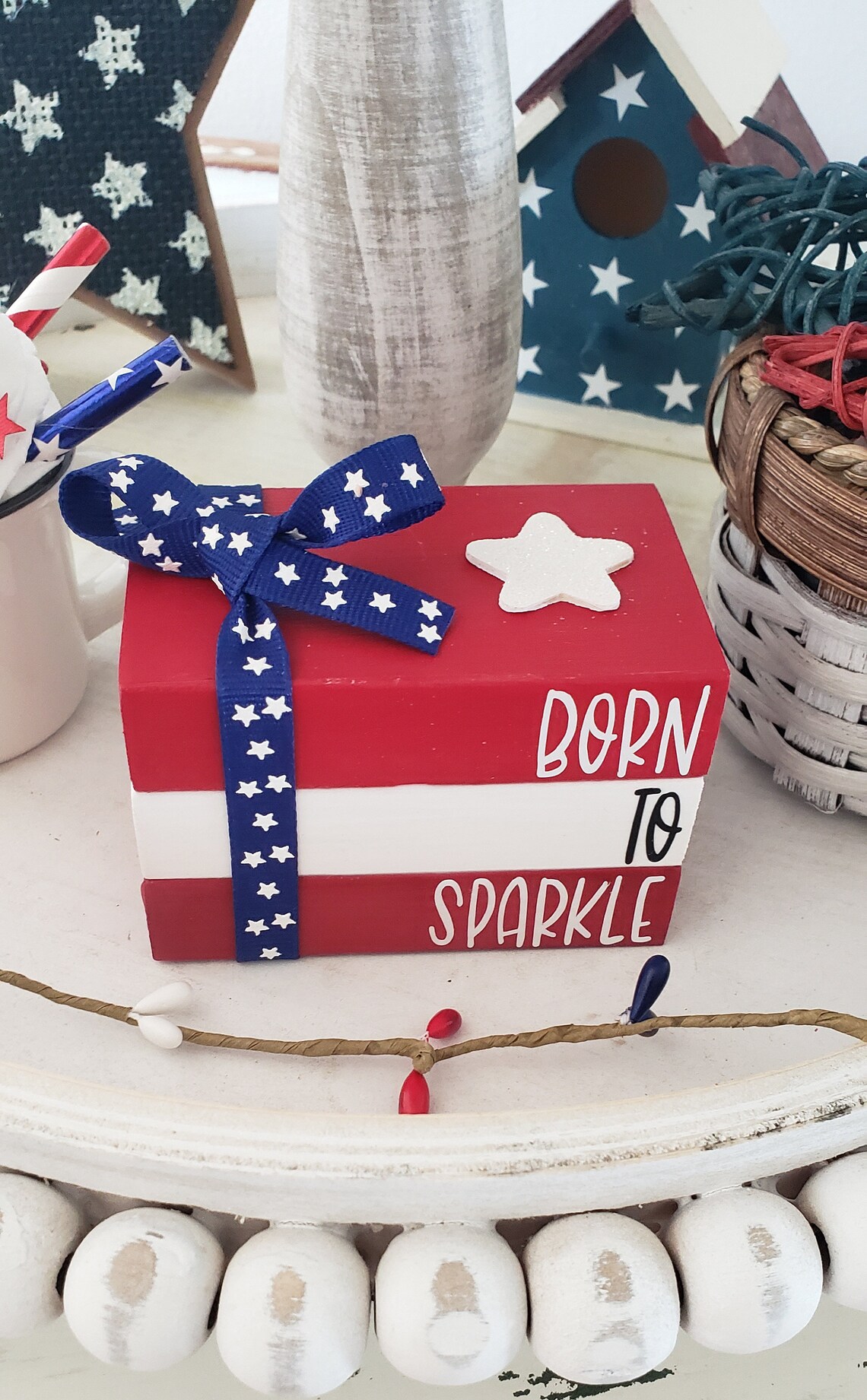 Patriotic Mini Book Stack/memorial Day/ 4th of July/ Veterans | Etsy