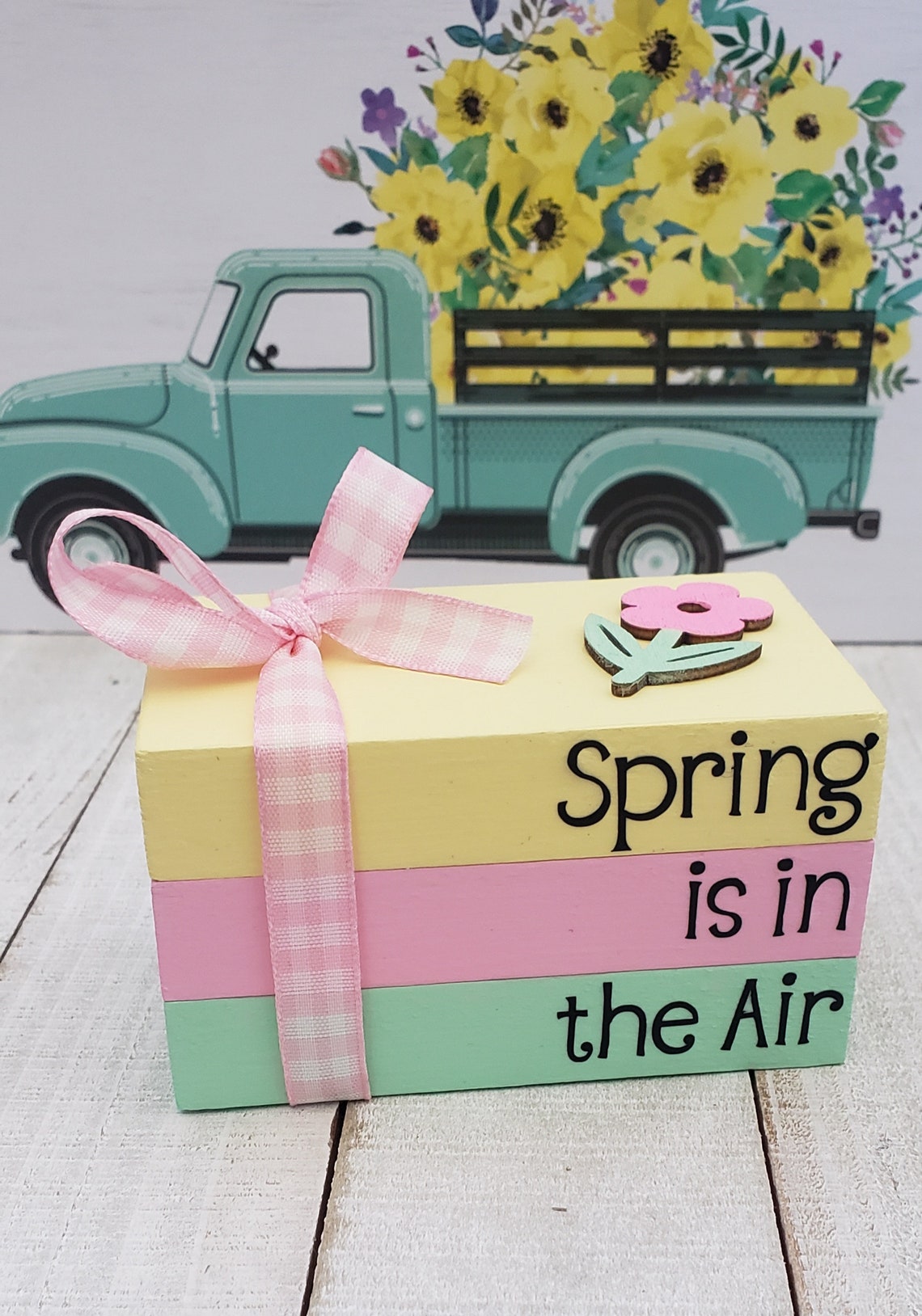 Spring Mini Book Stack/flower/tiered Tray Decor/a Baycountry | Etsy