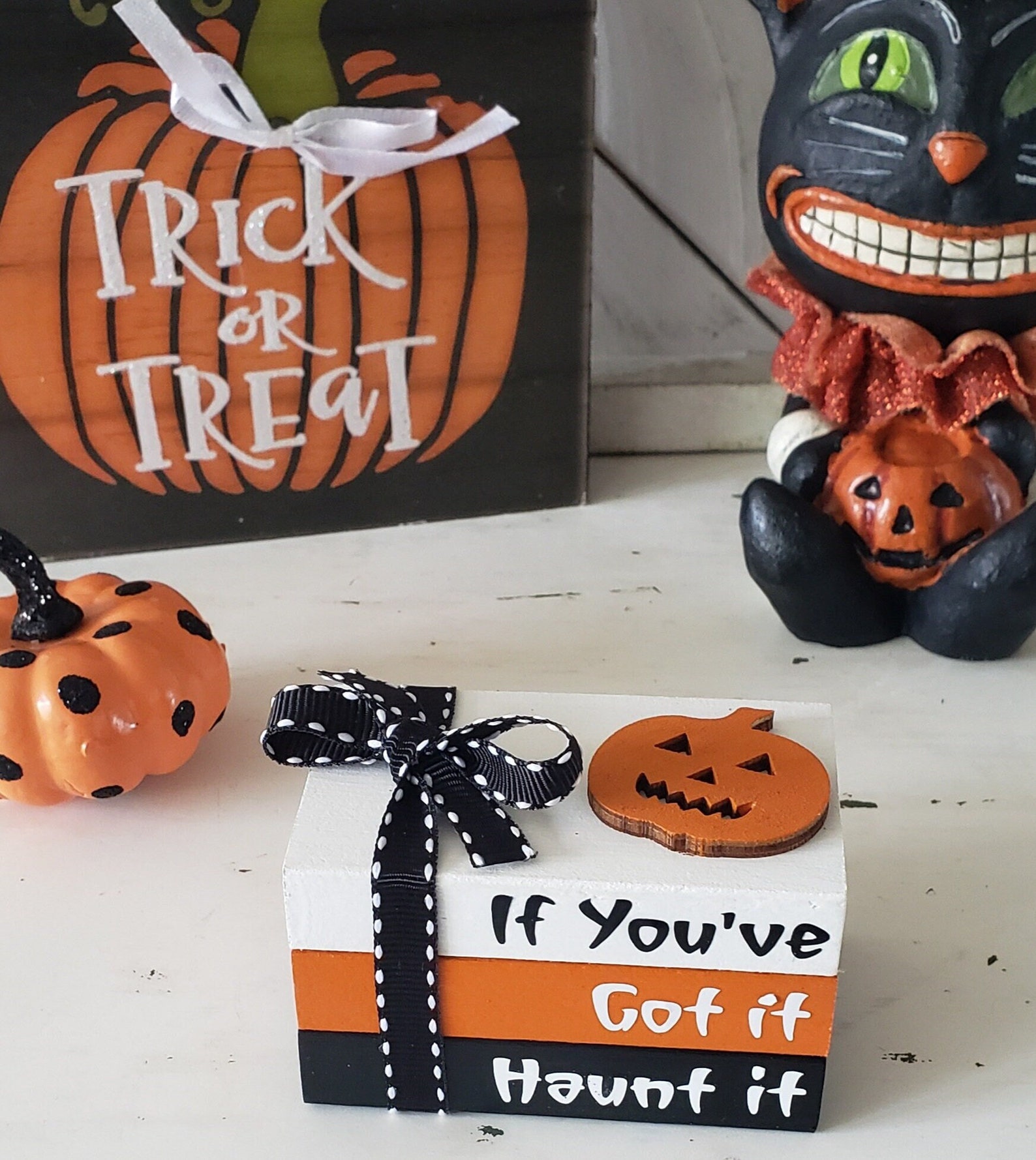 Halloween Mini Book Stack/pumpkin/ Trick or Treat/ Fall/tier - Etsy