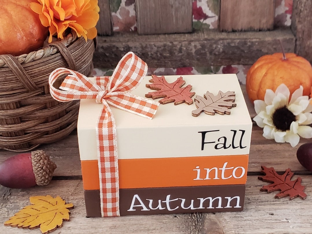 Fall Mini Book Stack/autumn/leaves/tiered Tray Decor/ Farnhouse/a ...