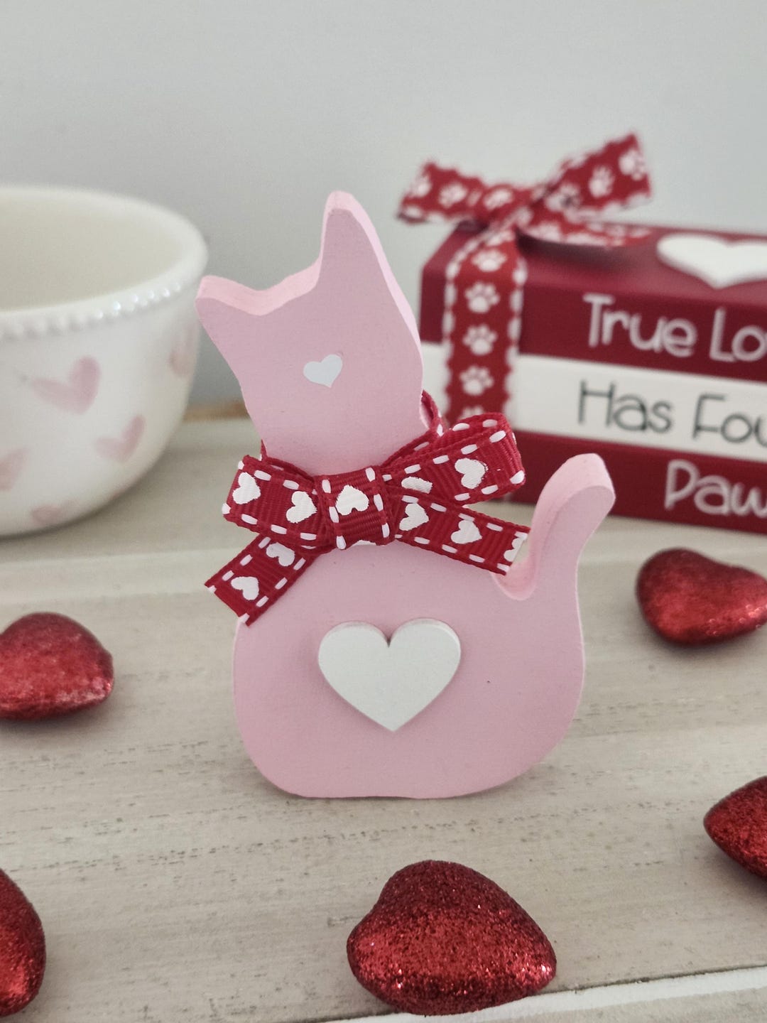 Valentine's Day Wood Cat Decor/pet Lovers/tiered Tray Decor/valentine's ...