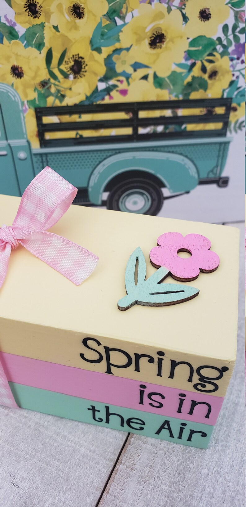 Spring Mini Book Stack/flower/tiered Tray Decor/a Baycountry | Etsy