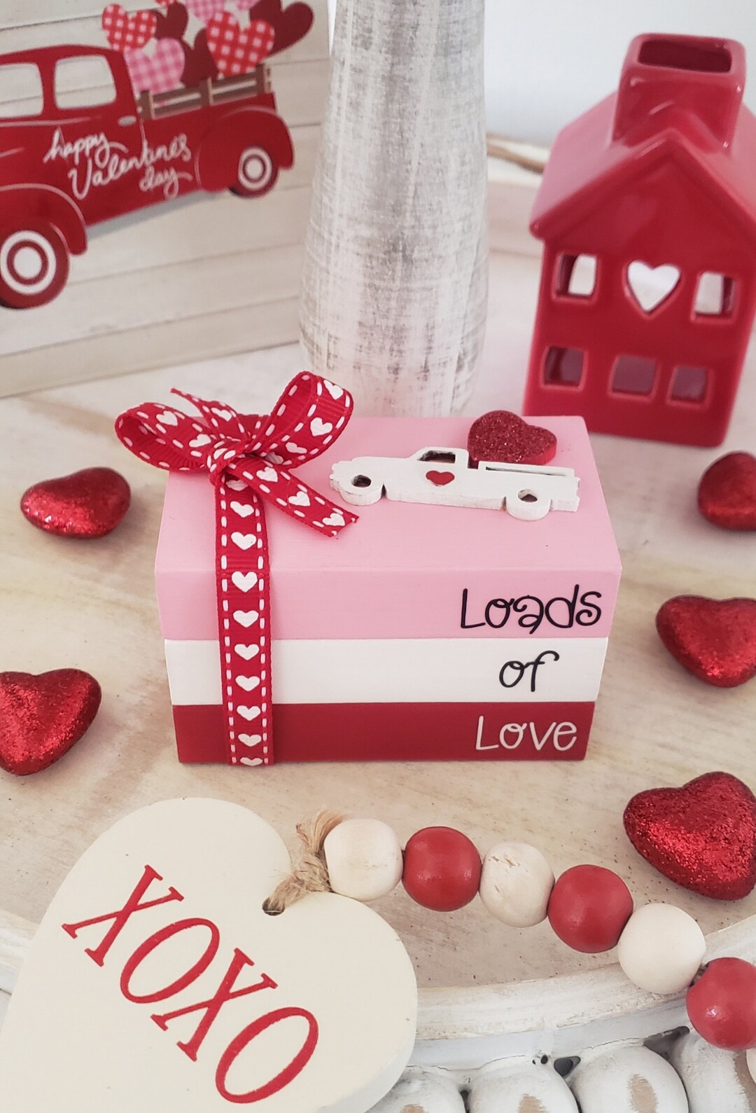 Valentine Mini Book Stack/loads of Love/vintage Truck/farmhouse/tiered ...