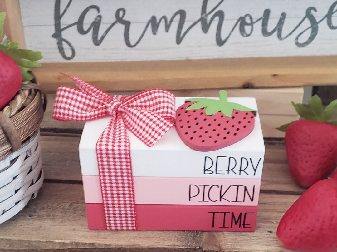 Strawberry Mini Book Stack/summer/berry Picking Time/rae Dunn Inspired ...