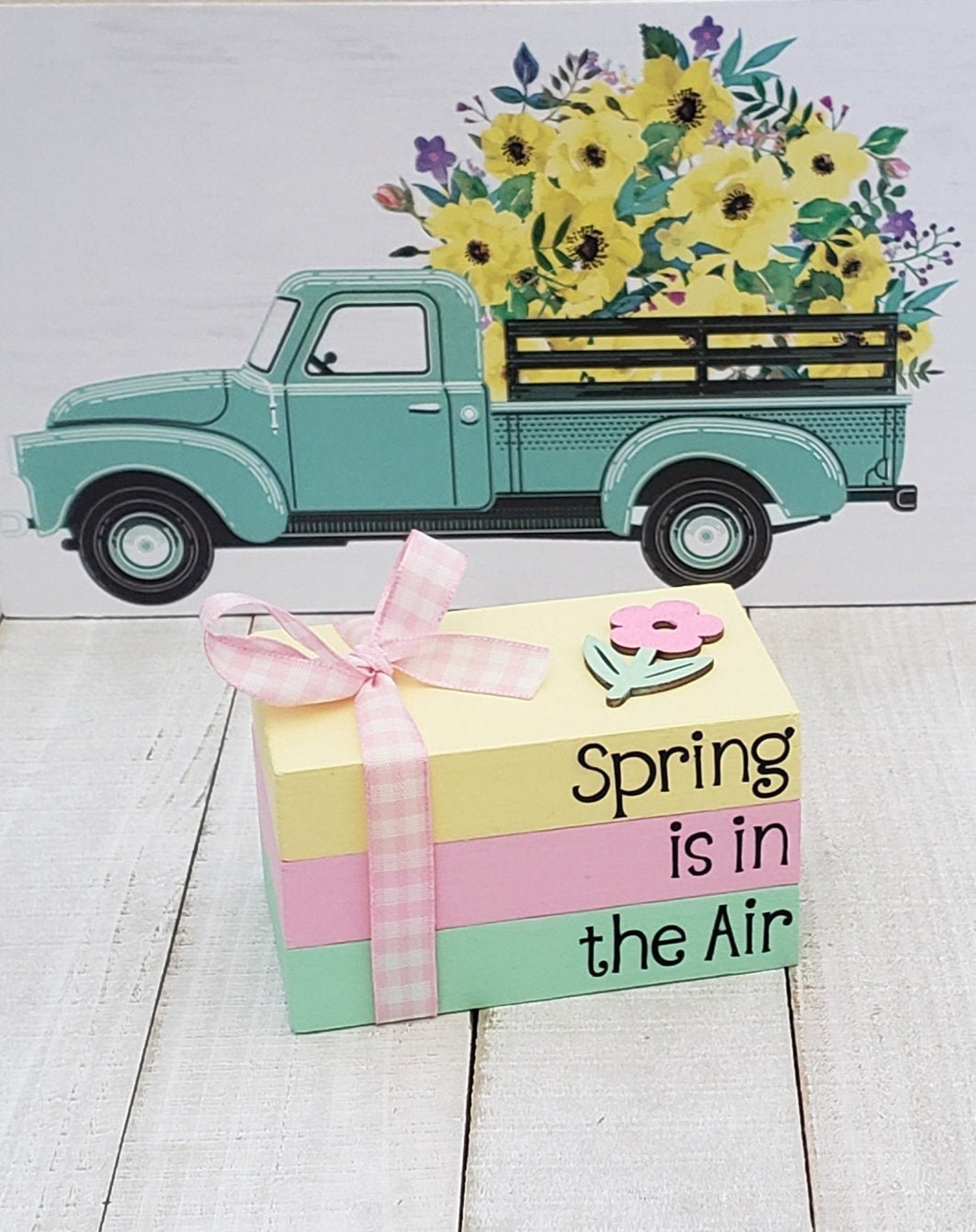 Spring Mini Book Stack/flower/tiered Tray Decor/a Baycountry | Etsy