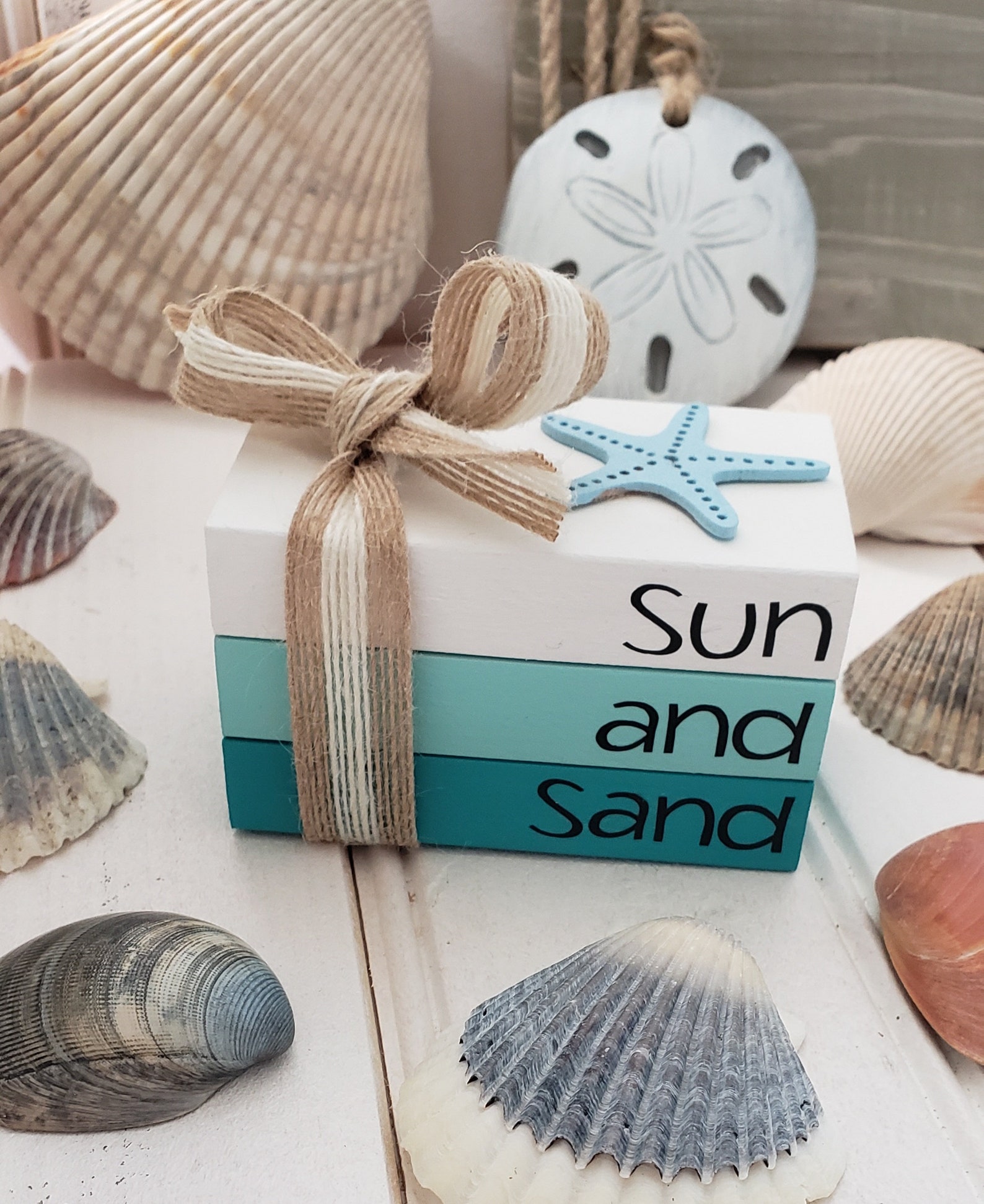 Beach Mini Book Stack/sun and Sand/ Starfish/coastal/ Seashore/nautical ...