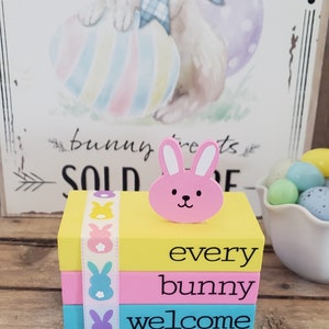 Easter Bunny Mini Book Stack/peeps/every Bunny Welcome/tiered Tray ...