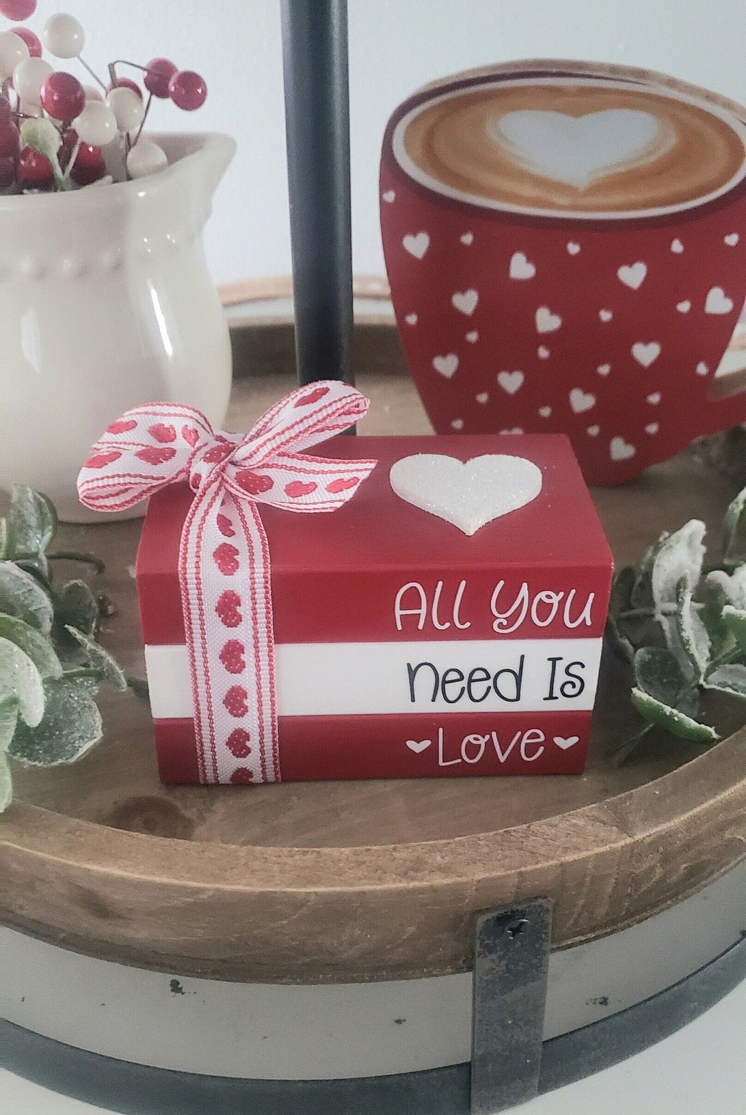 Valentine's Day Mini Book Stack/all You Need is Love/hearts/tiered Tray ...