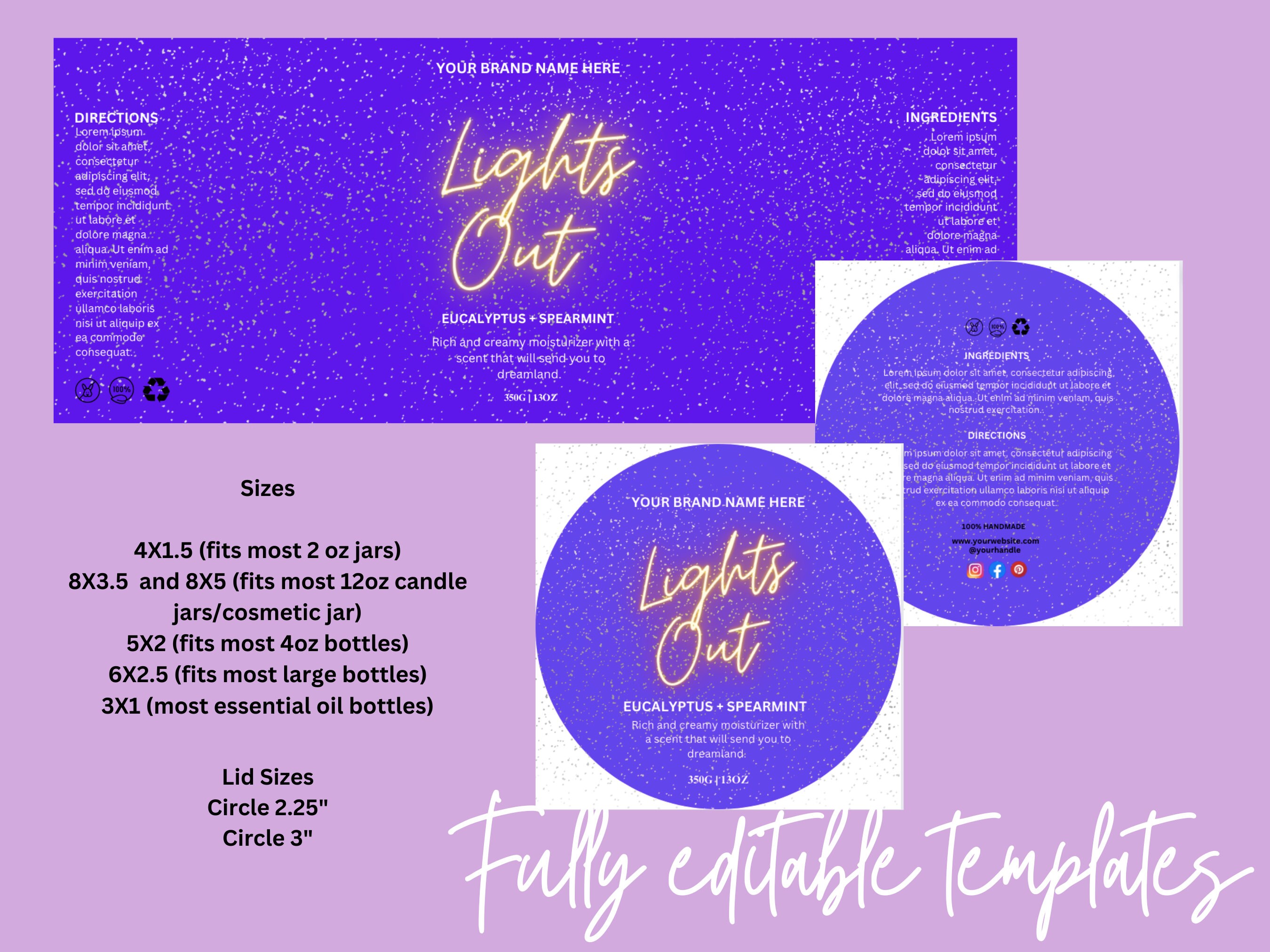 Editable Cosmetic Label Template, Glitter Cosmetic Label, Skin Care ...