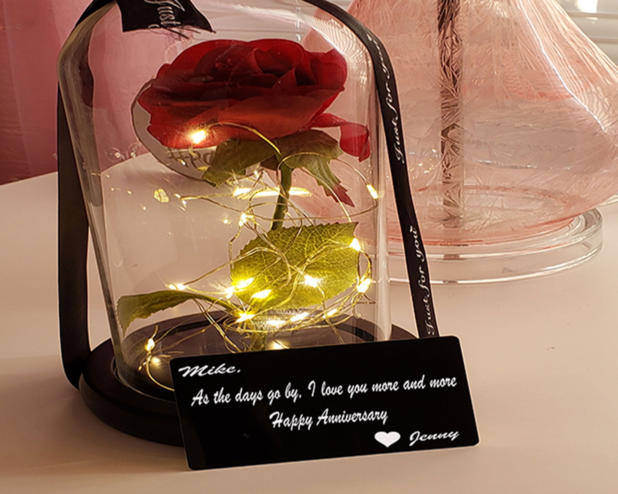 Rose in a Glass Personalized Rose in a Glass Glass Rose Gifts - Etsy