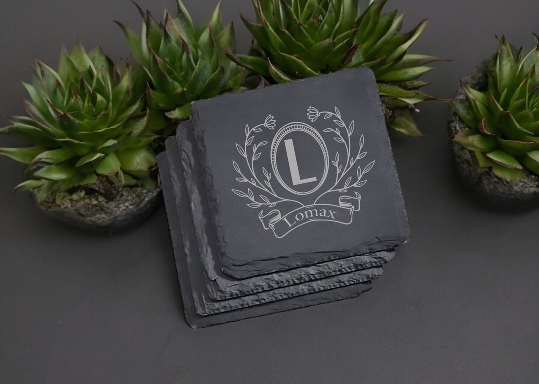 Personalized Slate Coasters, Laser Etched Slate Coasters, Natural Slate ...