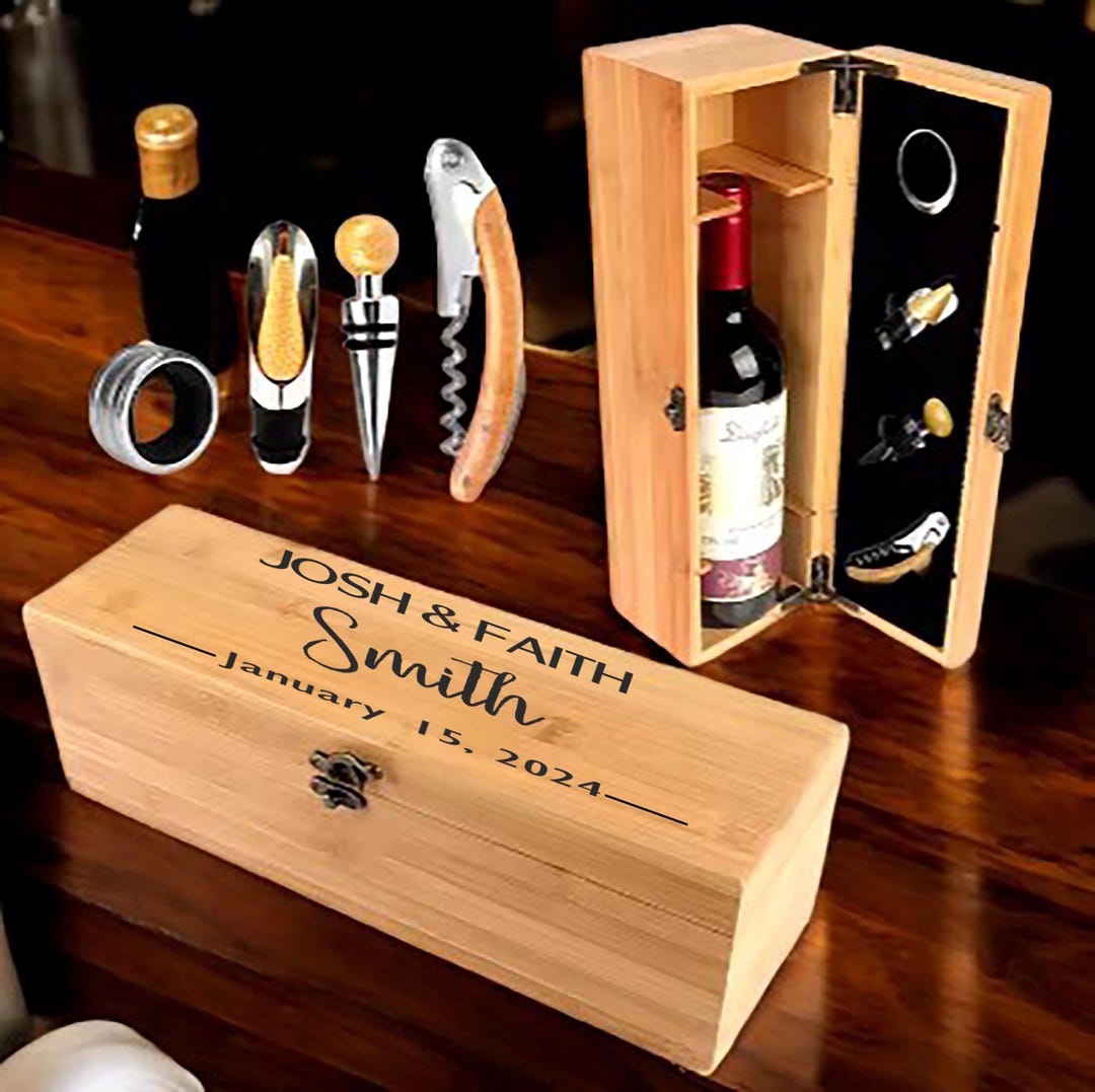 Wooden Wine Box - Custom Wine Box With Accessories -wine Box ...