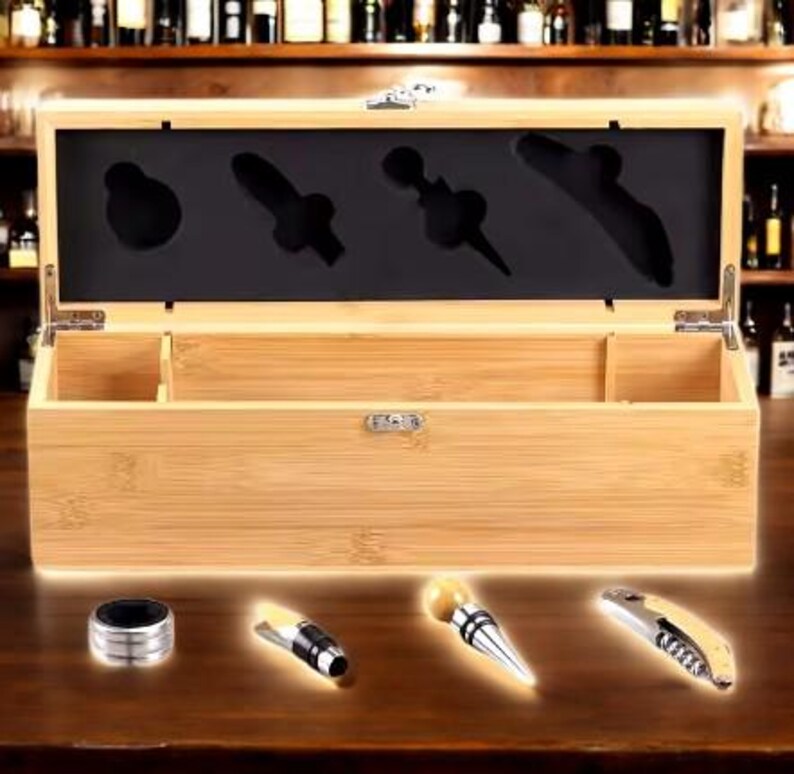 Bamboo Wine Case With Tools Set - Custom Wine Box With Accessories ...