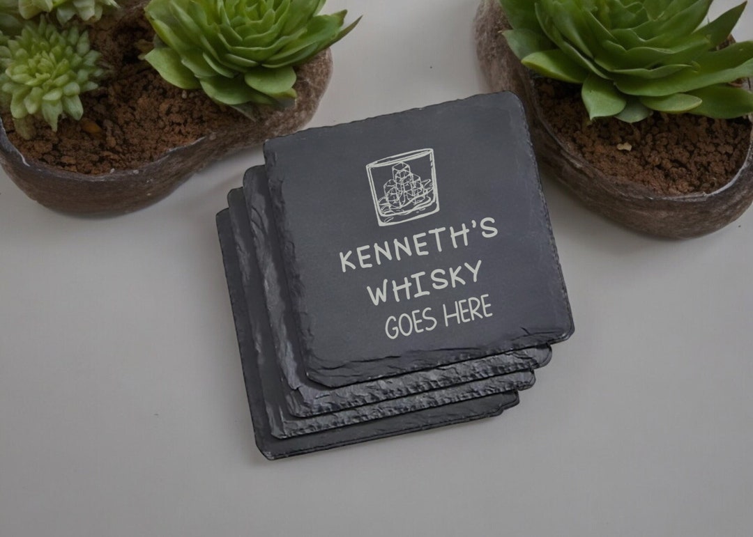 Personalized Slate Coasters, Laser Etched Slate Coasters, Natural Slate ...