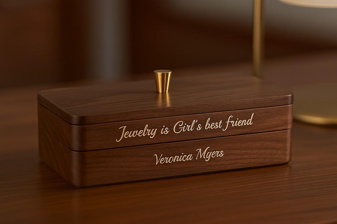 Personalized Walnut Jewelry Box • Custom Name & Birth Flower Engraving ...