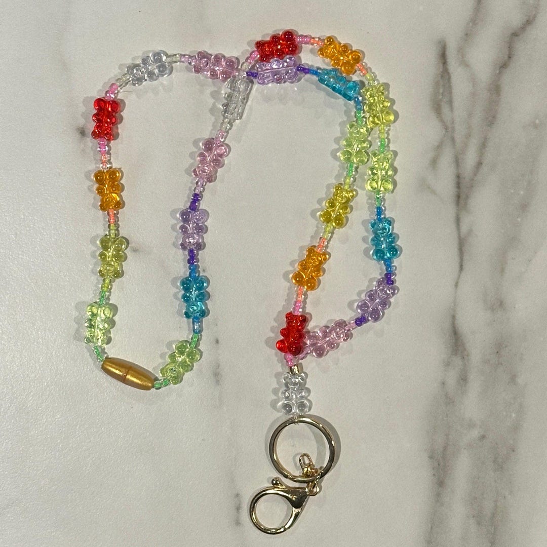 Teacher Gummy Bear Lanyard Colorful Lanyard Candy Lanyard ID Holder Fun ...
