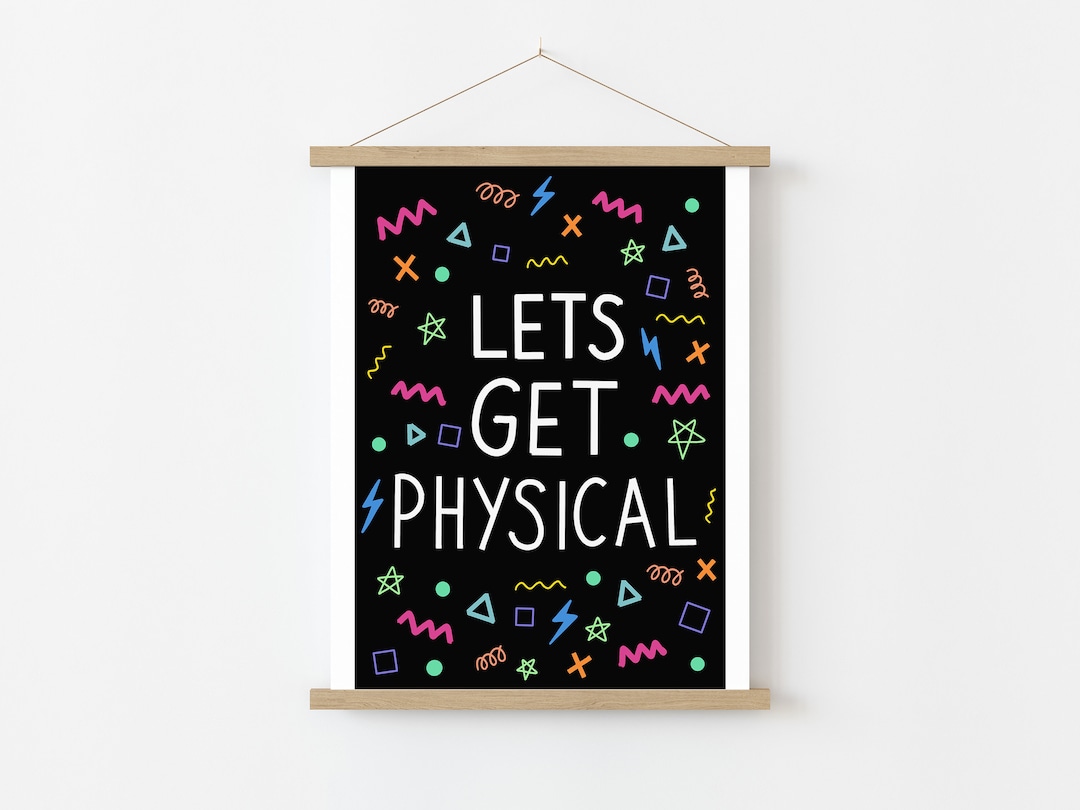 Lets Get Physical Wall Print Dua Lipa Inspired 80s/90s Pattern Bright ...