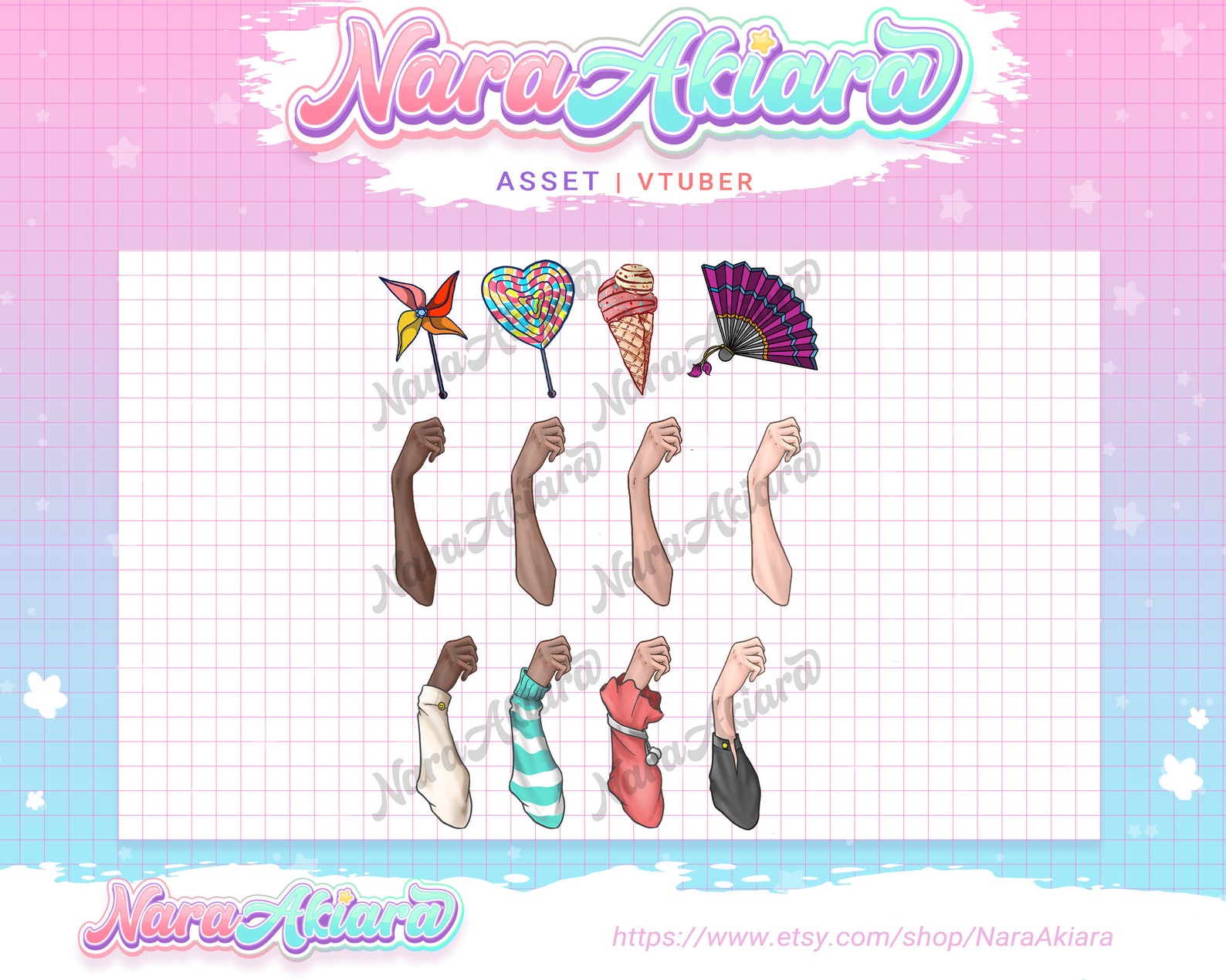 Vtuber Asset Hands Set V1 Hand Fan Ice Cream Lollipop - Etsy Canada