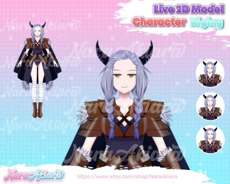 Vtuber Model and Rigging Anime Girl Blue Braided Hair With - Etsy