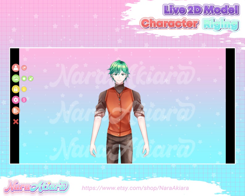 Vtuber Model and Rigging Anime Boy Green Hair Premade Live2d - Etsy