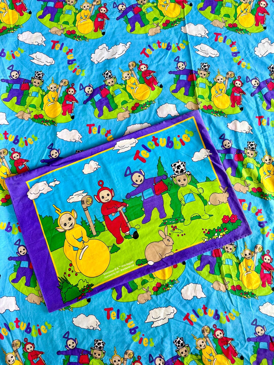 Vintage Teletubbies Reversible Single Bed Doona Cover With Matching ...