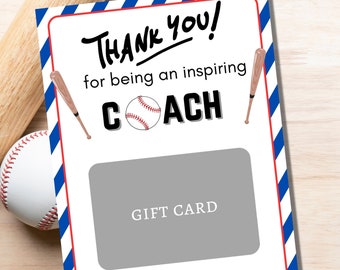Baseball Coach Gift Card Holder, Baseball Coach Thank You Card, Thank ...