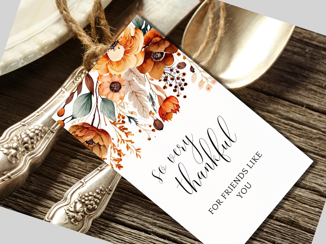 Thanksgiving Gift for Friend Thankful for You Gift Tag - Etsy