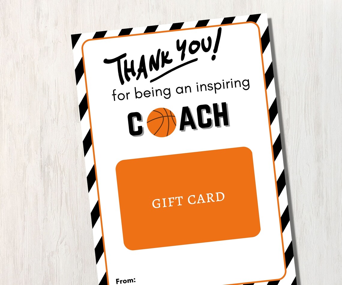 Printable Basketball Coach Gift, Printable Gift Card Holder, Basketball ...