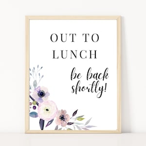Out to Lunch Sign for Desk, Printable Office Sign, Be Back Soon Sign ...