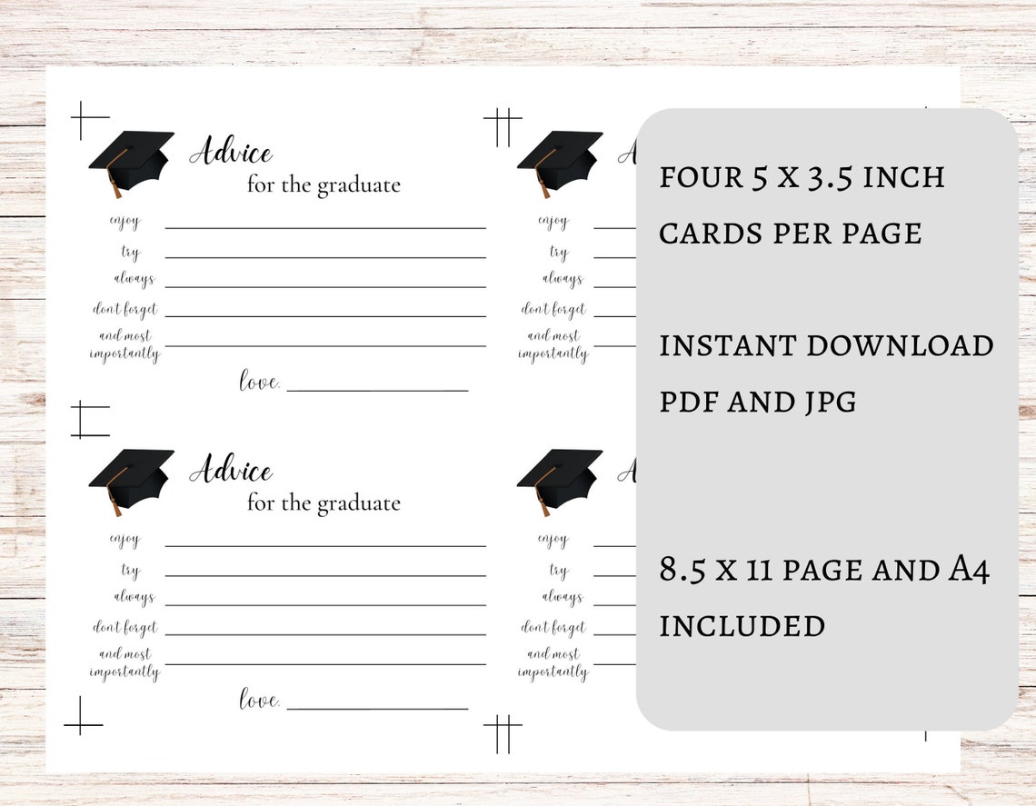 Graduation Advice Cards Printable, Graduation Party Ideas for Him, High ...