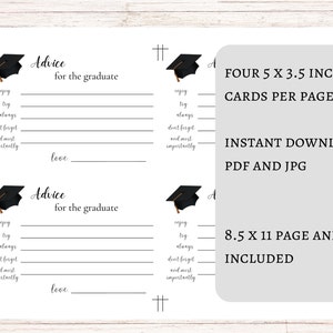 Graduation Advice Cards Printable, Graduation Party Ideas for Him, High ...