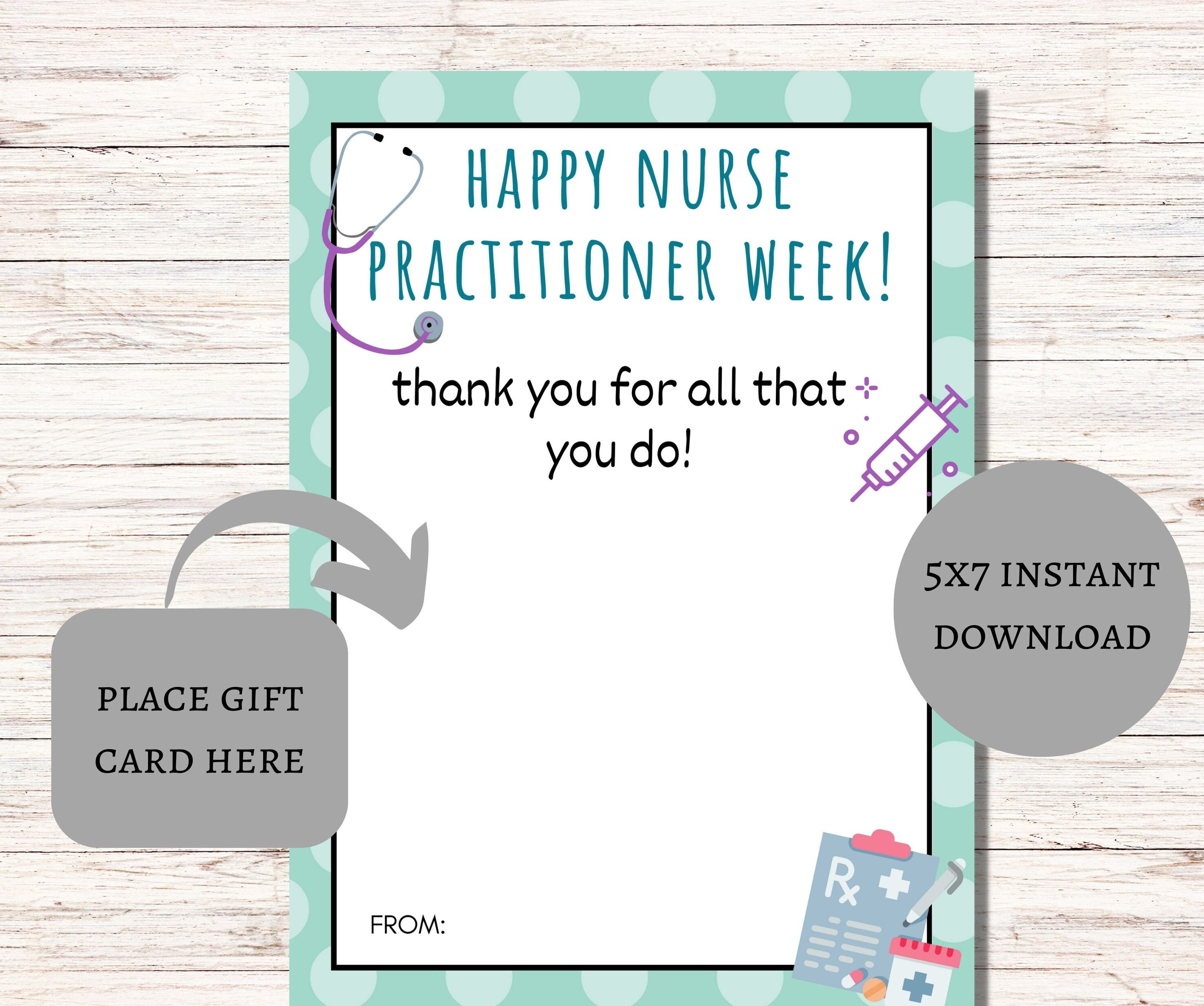 Happy Nurse Practitioner Week, Printable Gift Card Holder, NP Week Gift, Nurse Appreciation Gift ...