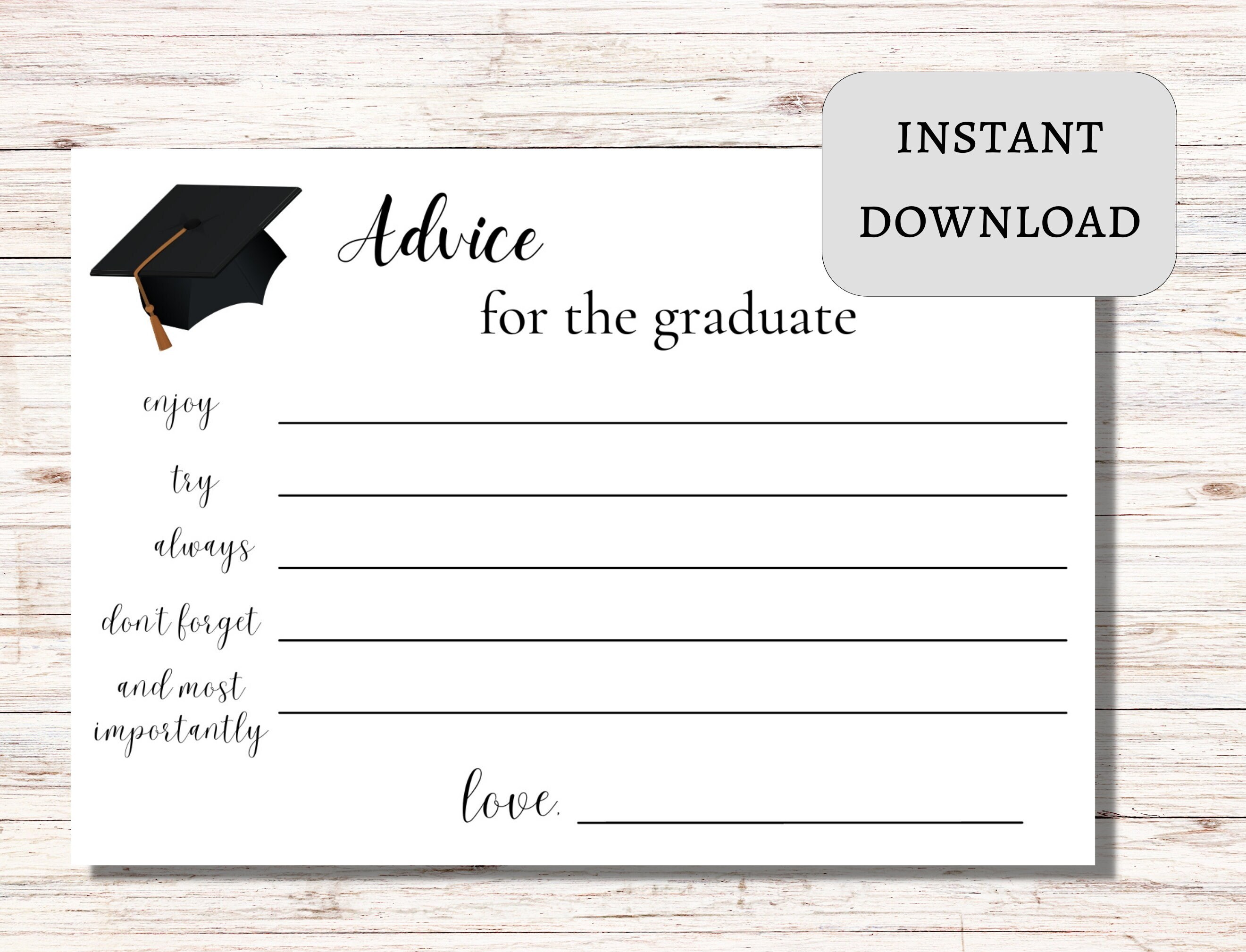 Graduation Advice Cards Printable, Graduation Party Ideas for Him, High ...