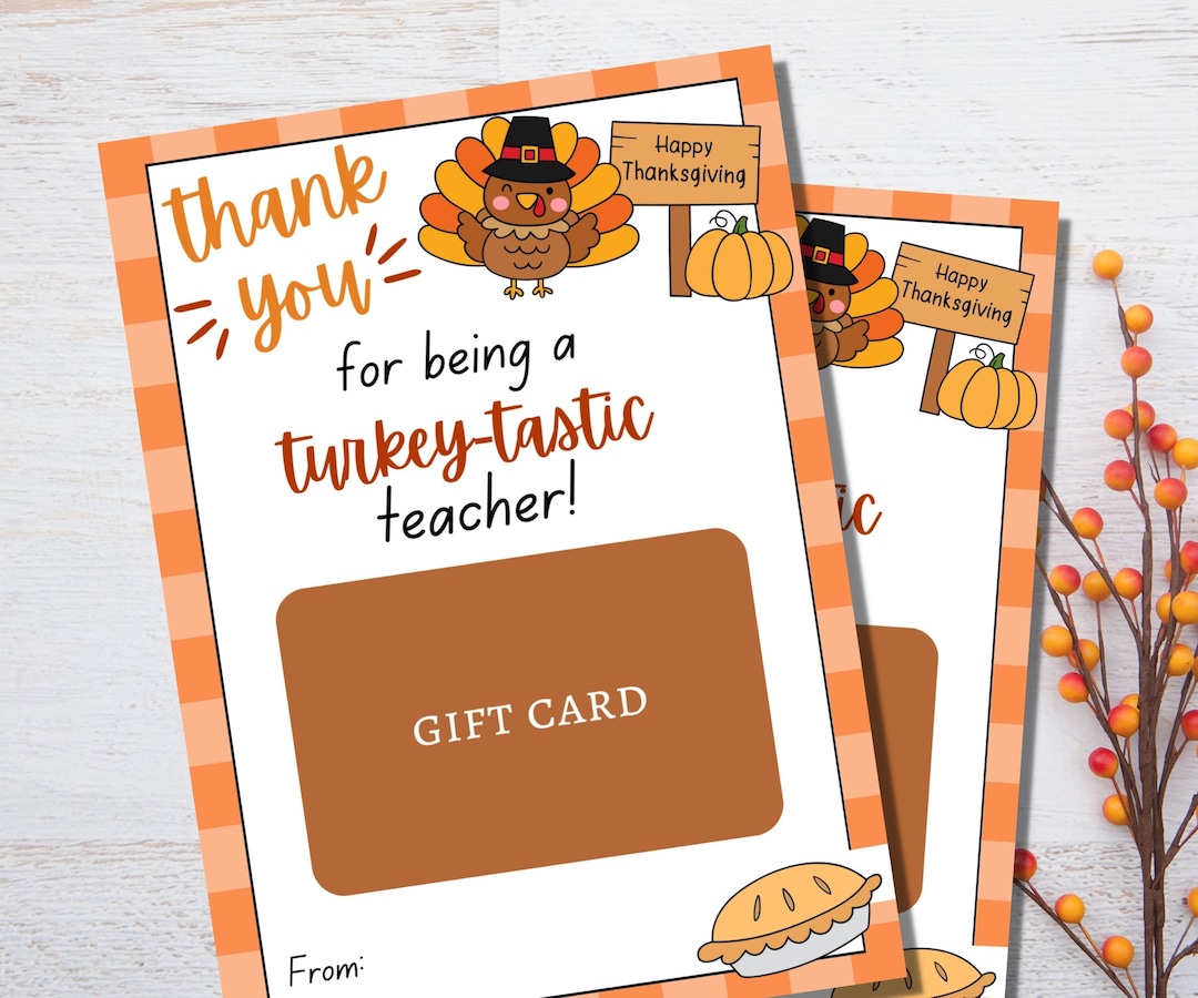 Teacher Thanksgiving Gift Printable Gift Card Holder Teacher - Etsy