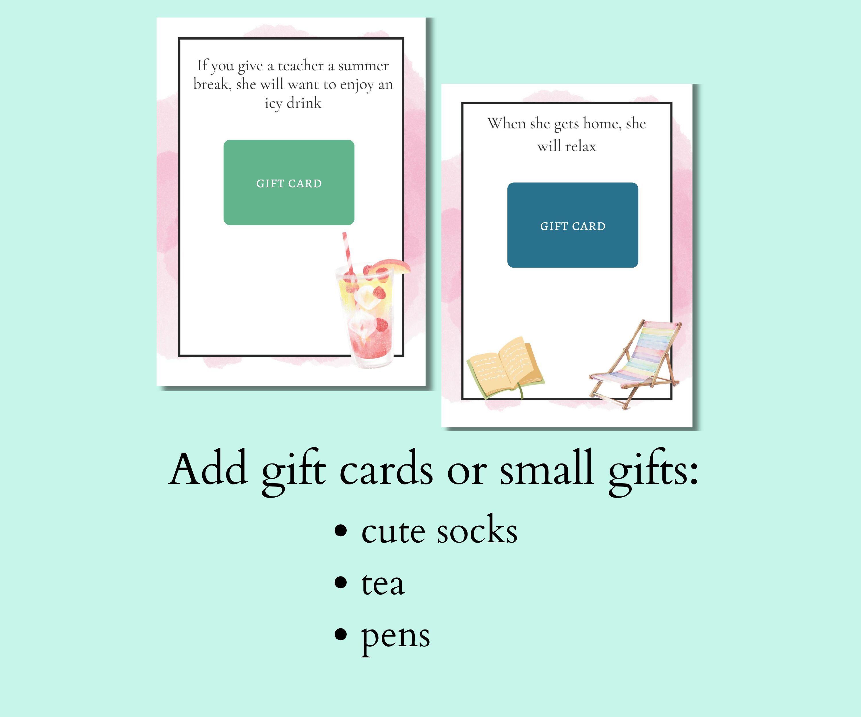 If You Give A Teacher A Summer Break, Editable Teacher Gift Card Book ...