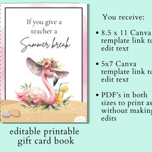If You Give A Teacher A Summer Break, Editable Teacher Gift Card Book ...