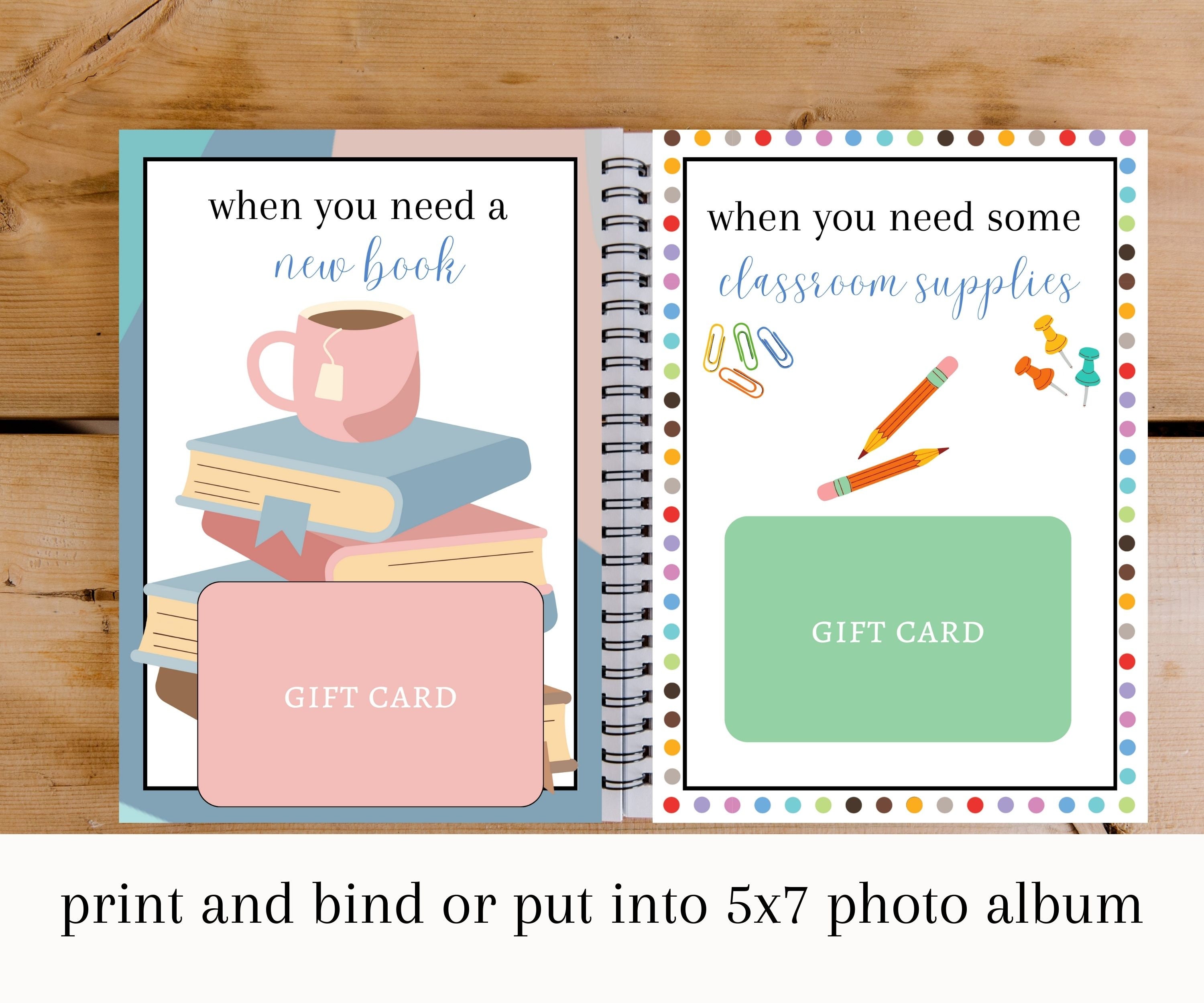 Teacher Gift Card Book, Group Gift for Teacher, Gift Card Holder ...