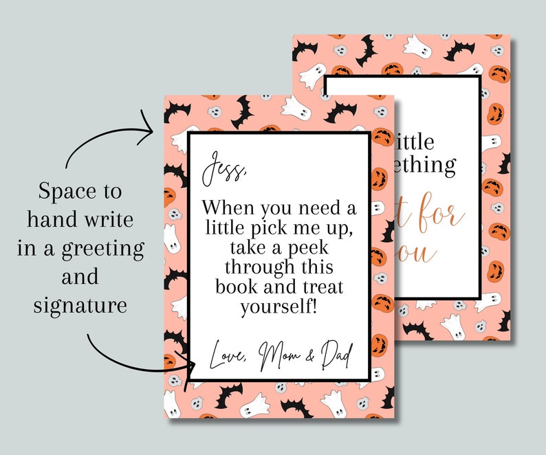 Printable Gift Card Book, Halloween Gift for Teenager, Halloween Care ...