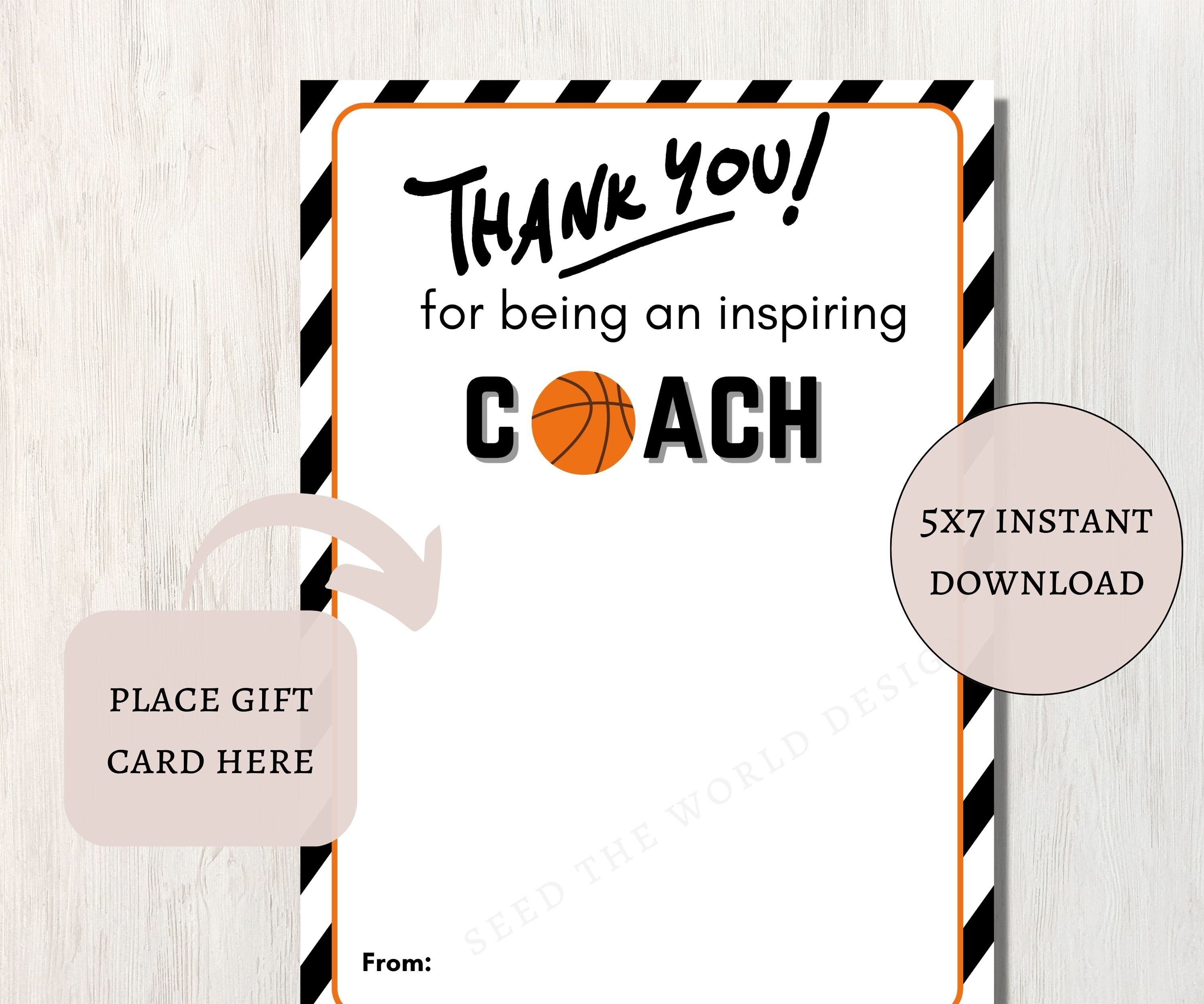 Printable Basketball Coach Gift, Printable Gift Card Holder, Basketball ...