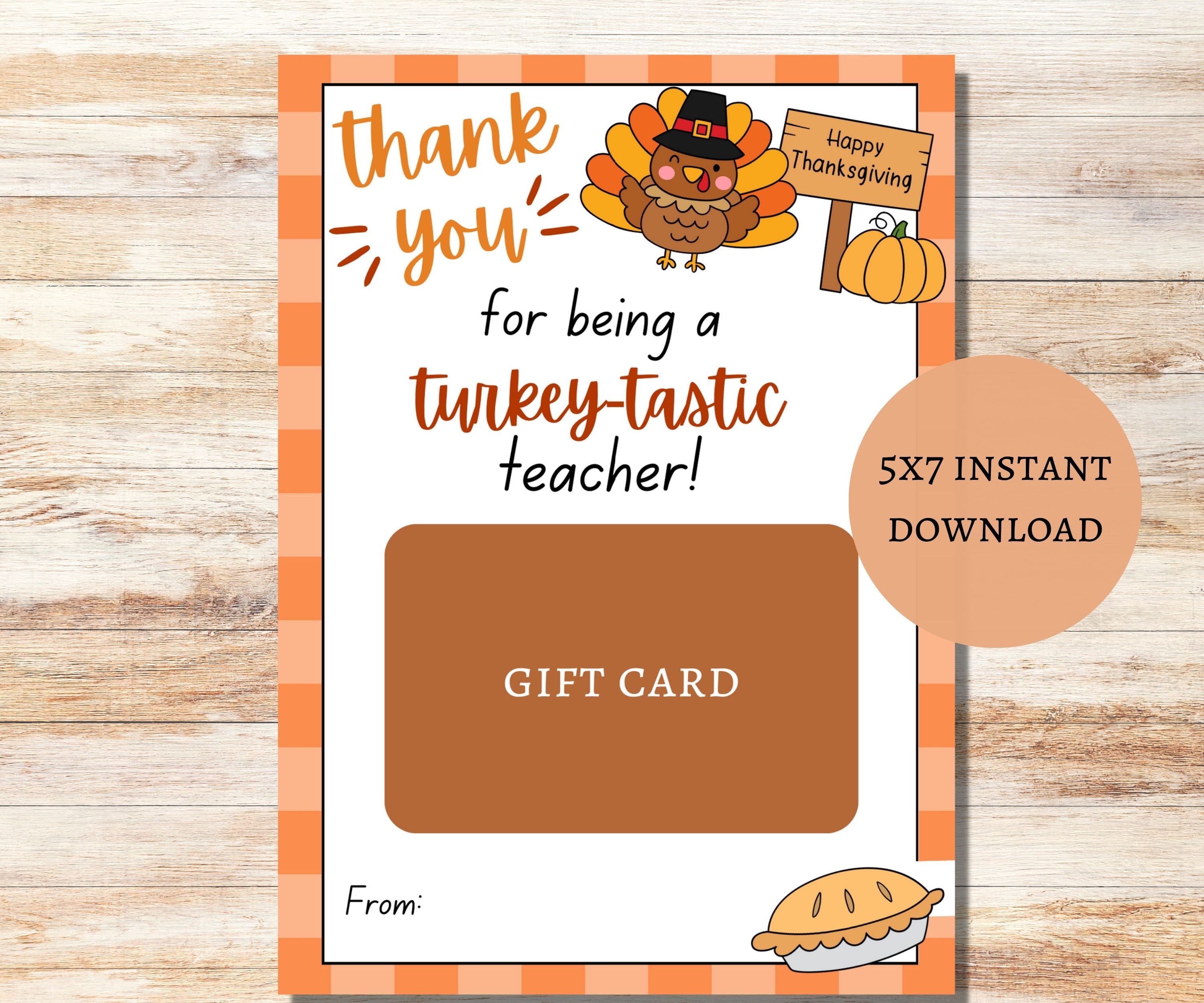 Teacher Thanksgiving Gift Printable Gift Card Holder Teacher - Etsy