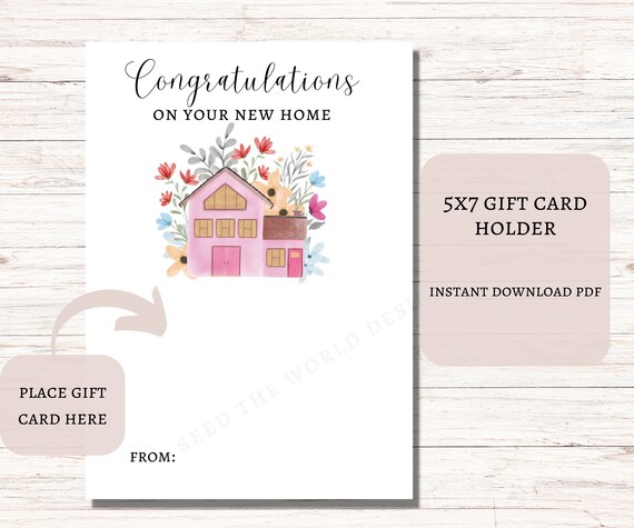 New Home Gift Card Holder Printable Housewarming Gift - Etsy