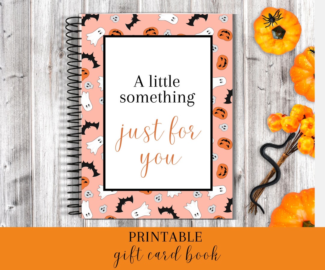 Printable Gift Card Book, Halloween Gift for Teenager, Halloween Care ...