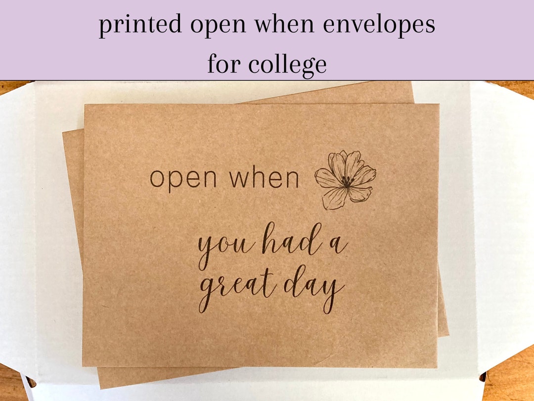 College Care Package, Open When Envelopes for College, Open When Cards ...